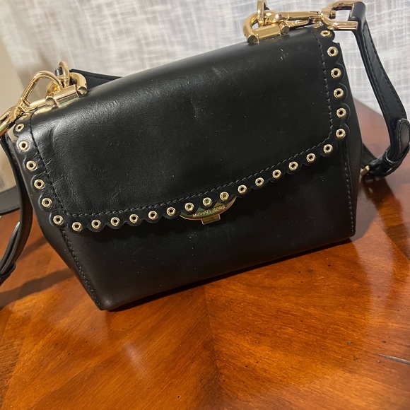 Michael Kors | Bags | Black Mini Mk Handbag Scalloped Edges Beautiful ...